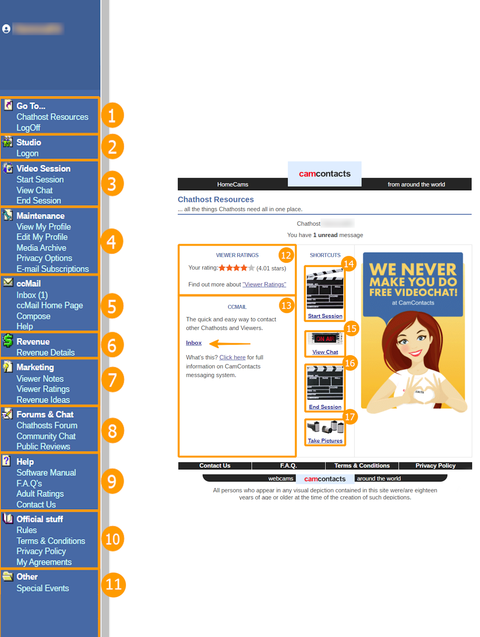 Инструкция по работе на сайте CamContacts — Camwork
